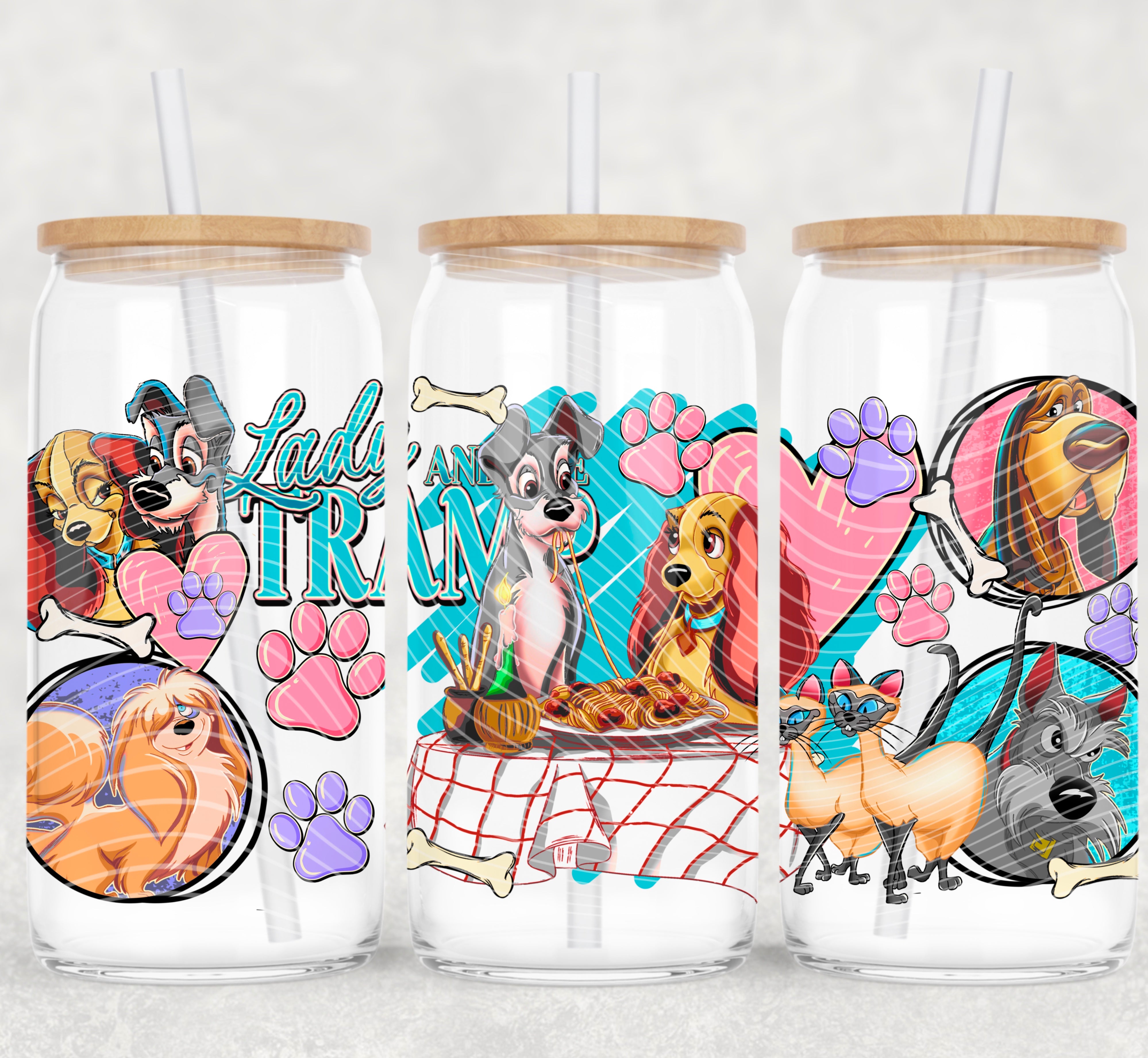 Lady & Tramp 16 oz Glass Wraps – Mama Lynn's Creations